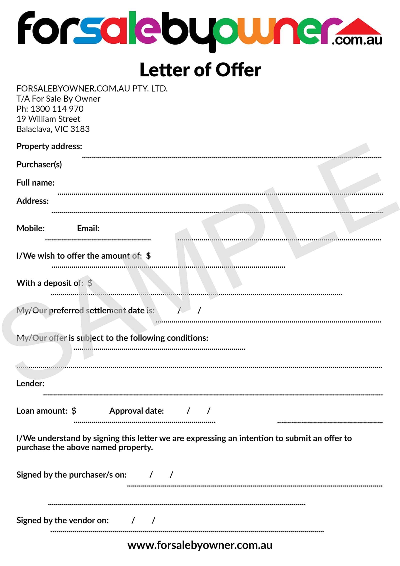 Letter Of Offer Real Estate Letter Of Offer Form